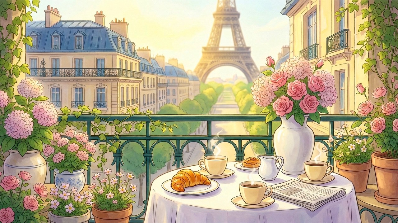 cozy spring vibes in a Paris Coffee | soft vintage jazz playlist for work & reading