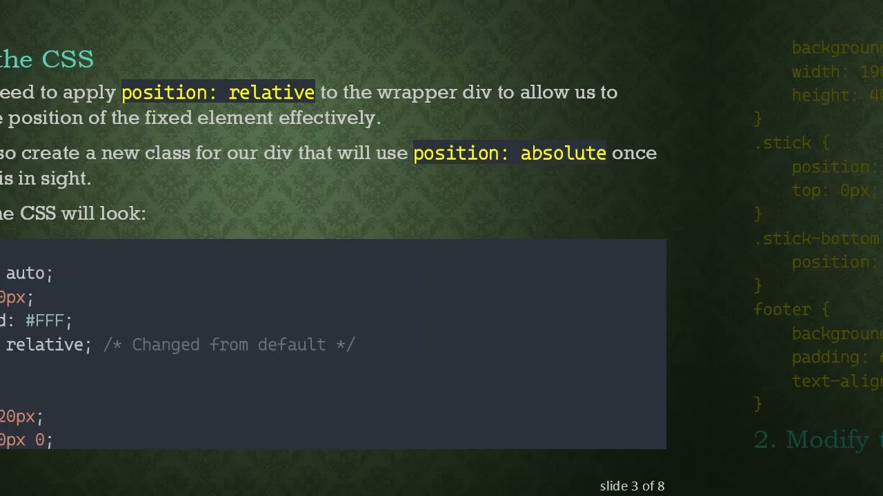 How to Make a Fixed Position Div Stop Overlapping with the Footer When Scrolling