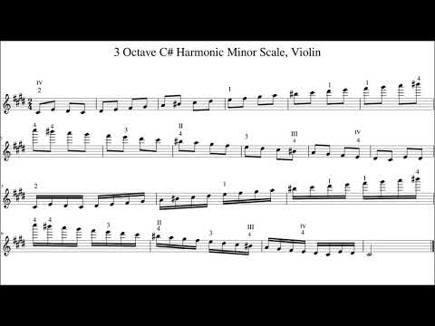 3 Octave C# Harmonic Minor Scale, Violin