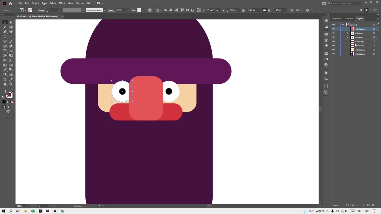 Flat Man Character in Adobe illustrator