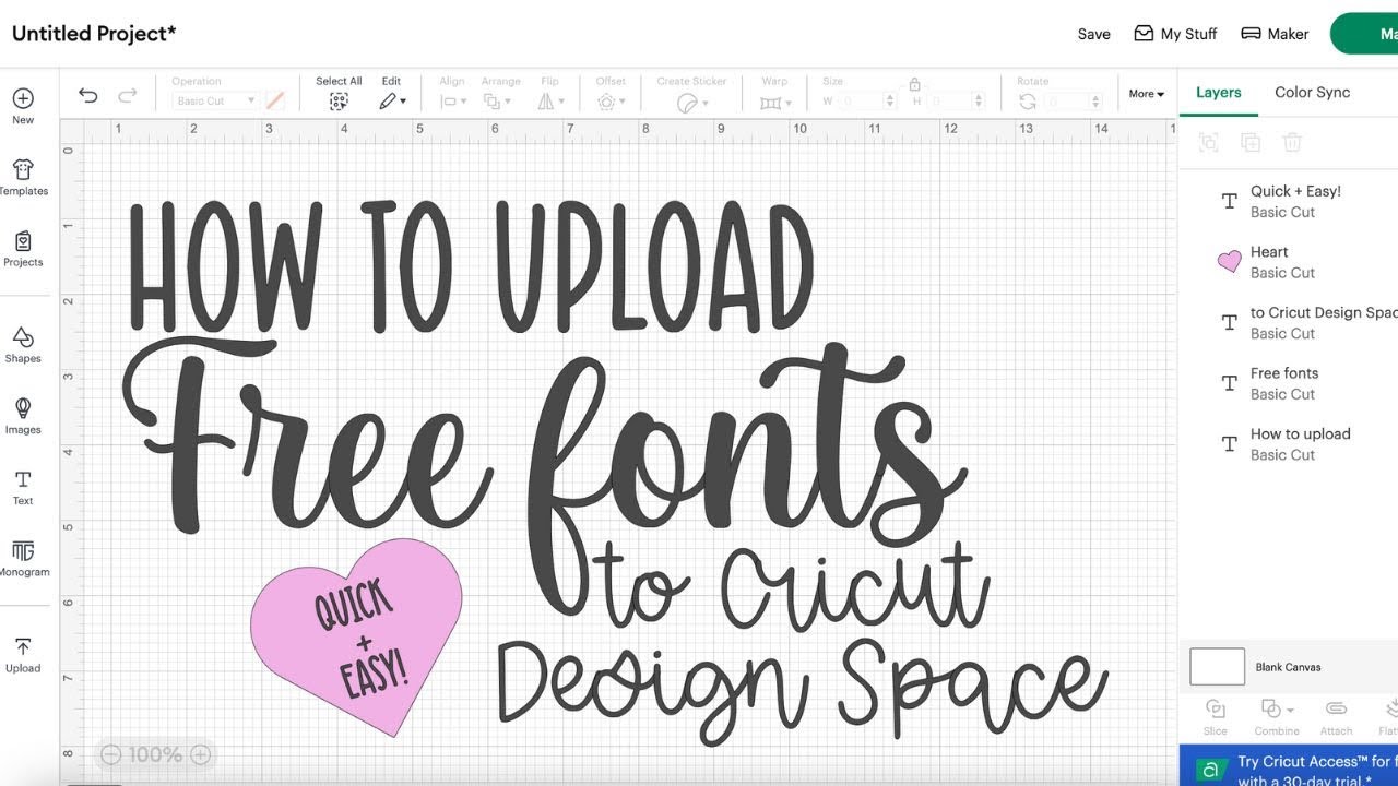 How to upload free fonts to Cricut Design Space [Step by step easy tutorial]
