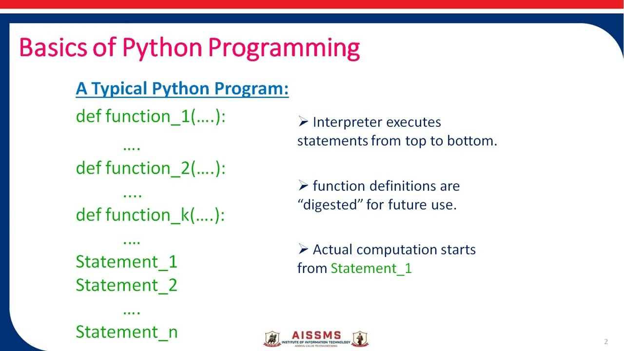 Typical Python Program and Assignment Statement