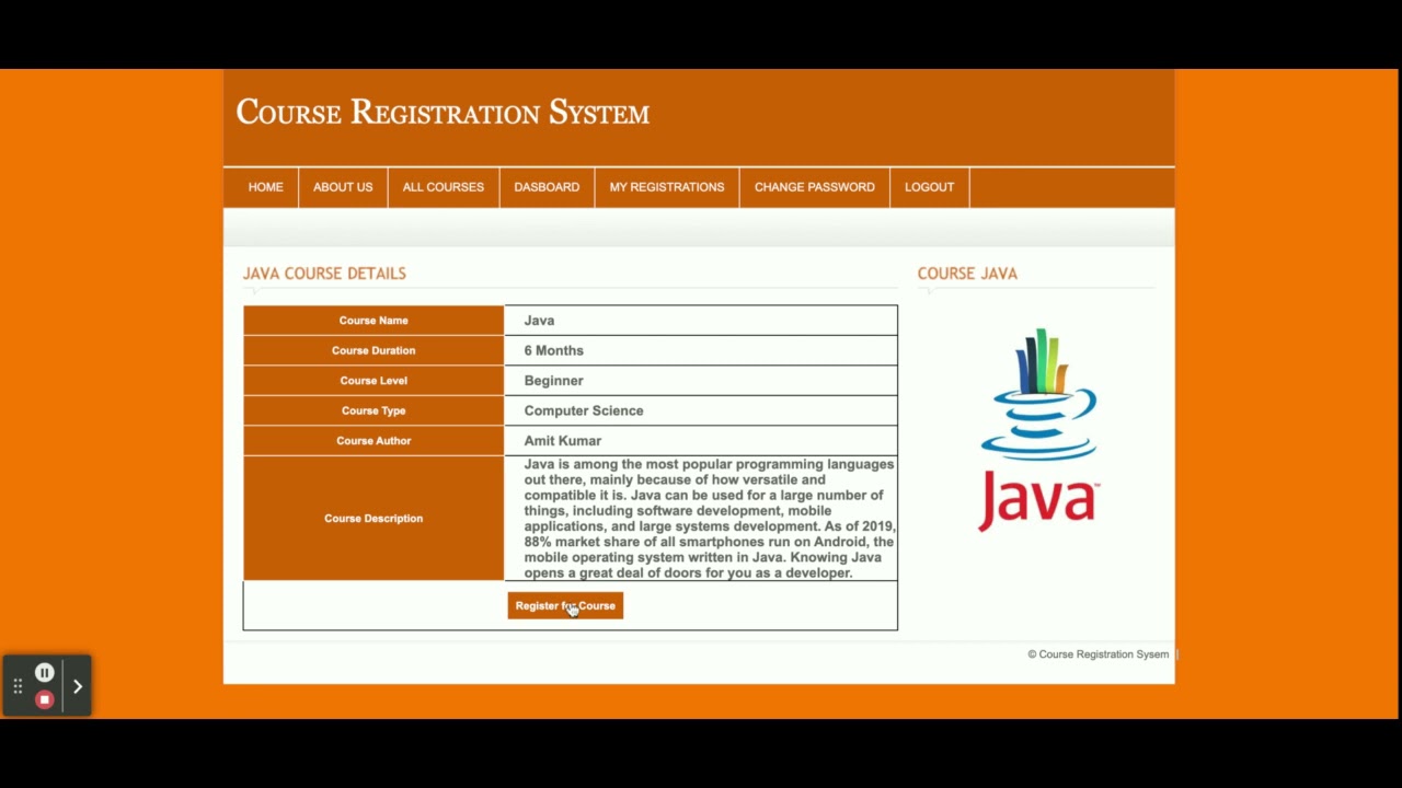 Course Registration System | PHP and MySQL Project Source Code | PHP MySQL CRUD Project