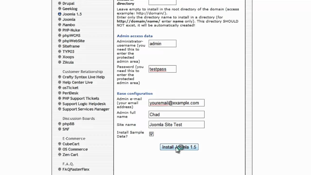 Installing Joomla the Easy Way