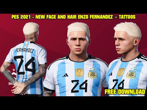 PES 2021 - NEW FACE AND HAIR ENZO FERNANDEZ + TATTOOS - By: KodigoFacemaker - 4K