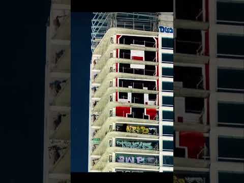 OTR graffiti huge 9 story fill in on giant LA sky scraper plus more