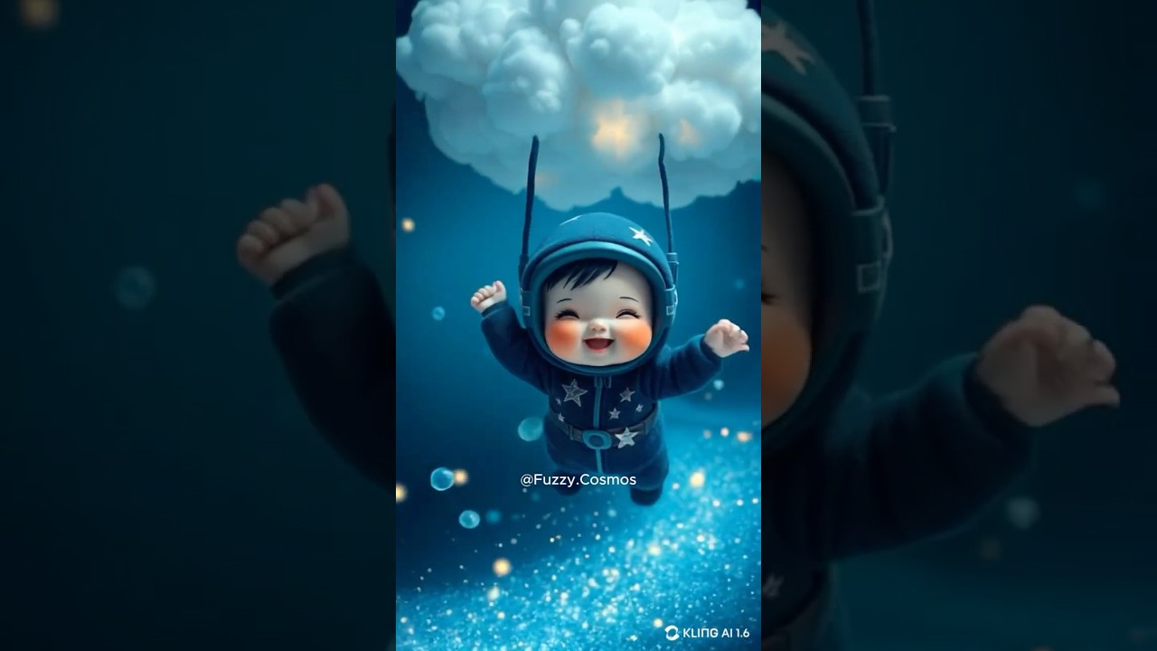 Adorable Baby in Space Cloud ☁️ | Cute AI Animation | Adorable Animation for Stress Relief & Smiles