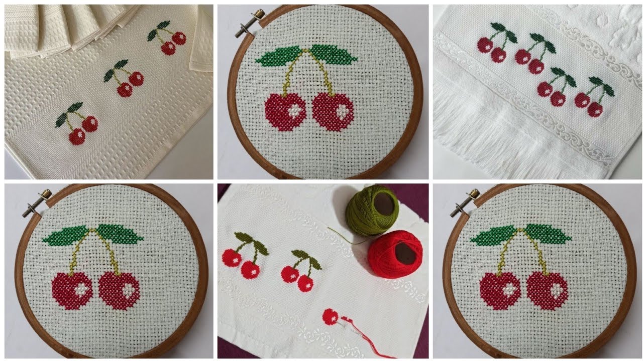 Cross Stitch patterns / Easy Cherry 🍒 Cross Stitch pattern / #cherry @heavenlyhandmadecreations 