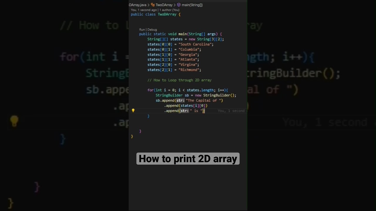 How to print a 2d array and build a string using string builder #java #javalearning