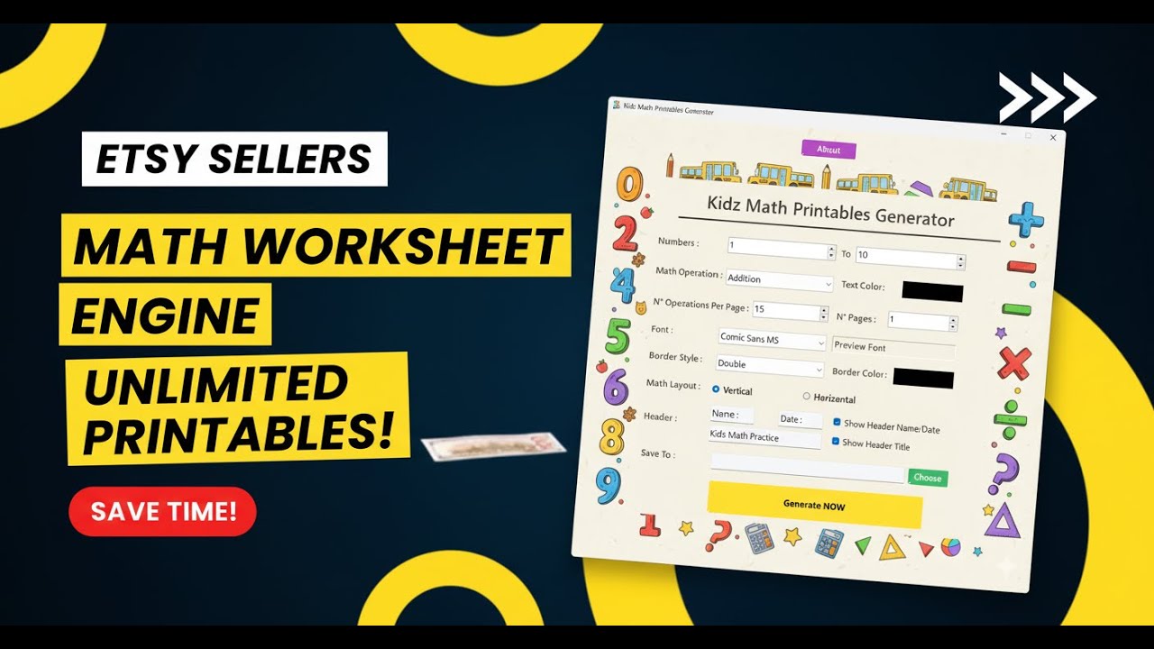 How to Make & Sell Math Worksheets on Etsy | Passive Income Kids Math Printable Generator