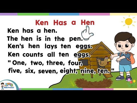 Reading a Simple Story "Ken Has a Hen" | English Reading Lesson for Nursery and Kindergarten
