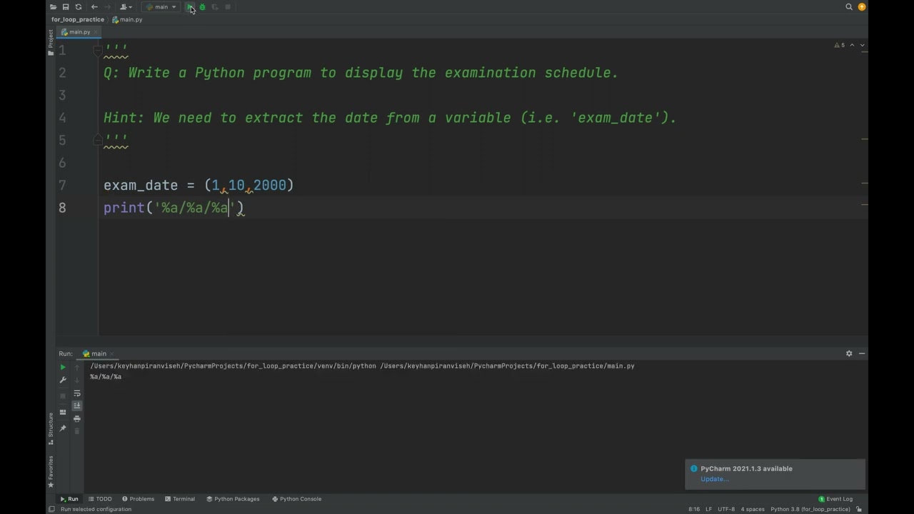 Python-Write a program to display the examination schedule.