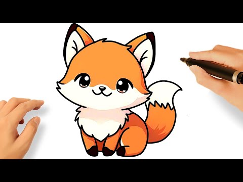 HOW TO DRAW A CUTE FOX EASY 🦊