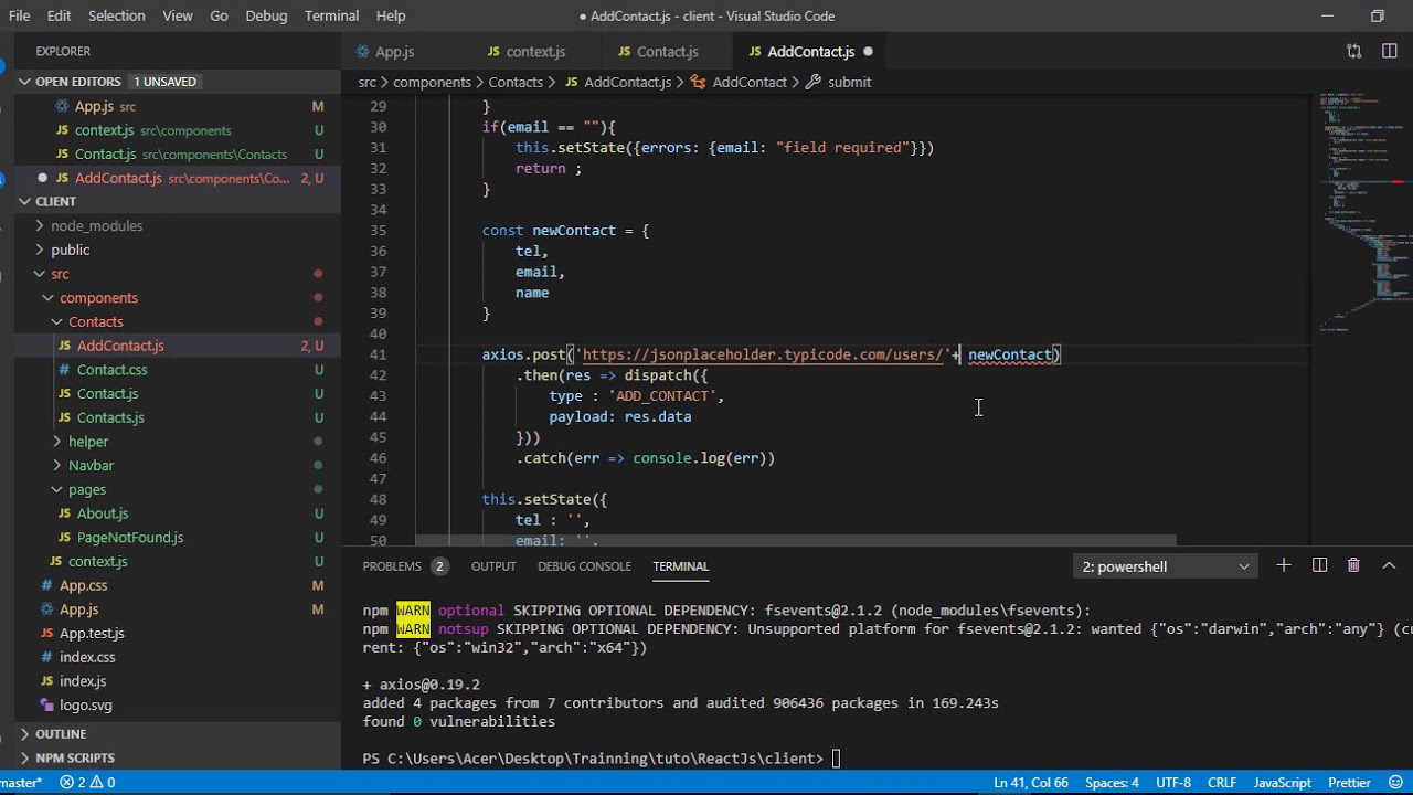 React ep21 AXIOS post request