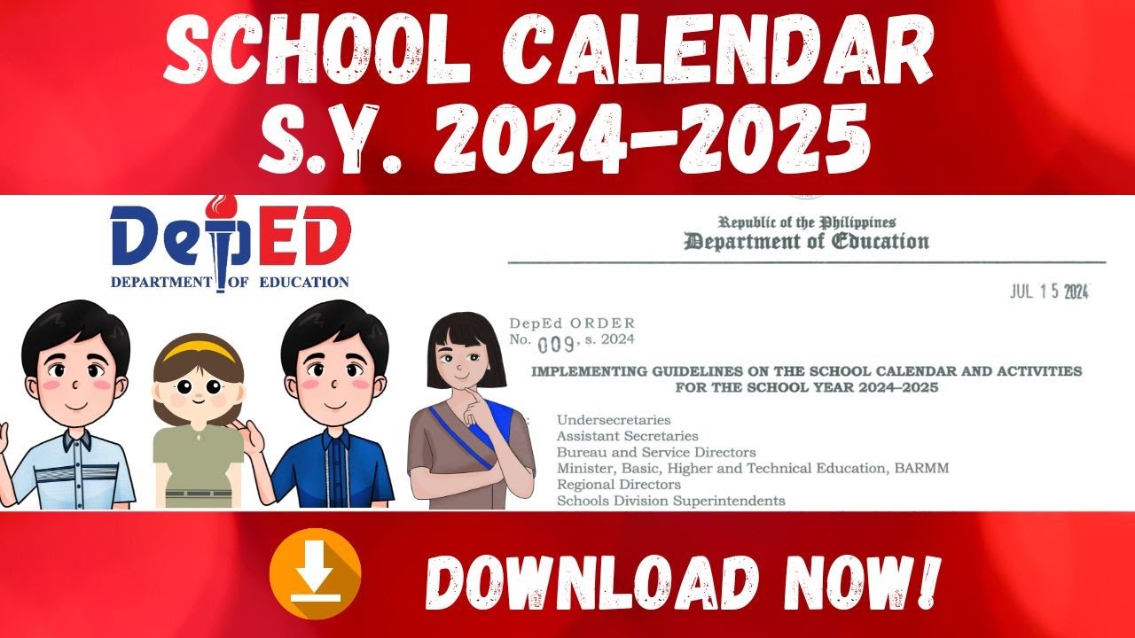 School Calendar for School Year 2024 to 2025! Download Now