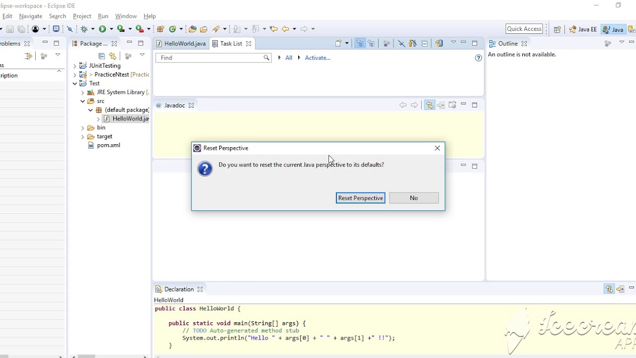 Reset java eclipse layout || Eclipse software - Java learning tips and shortcuts