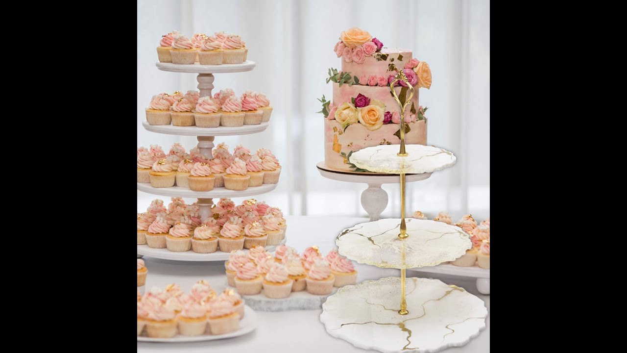 3 Tier Cake Stand Resin Mold Resin Round Tray Silicone Casting Mold with 3 Tier Cake Stand Holder