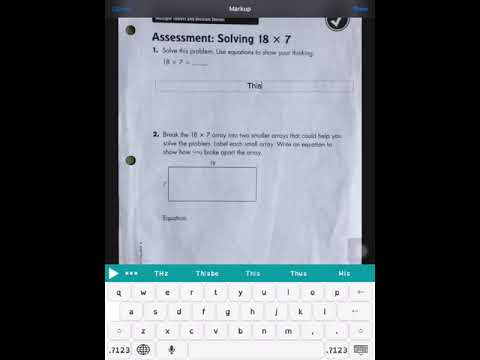 How to use the markup tool on your iPad to type/draw onto a photo of a worksheet