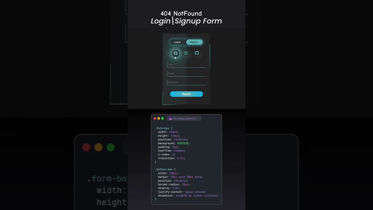 Login Signup form page #coding #python #javascript #code #developer #codes #animation #js #games