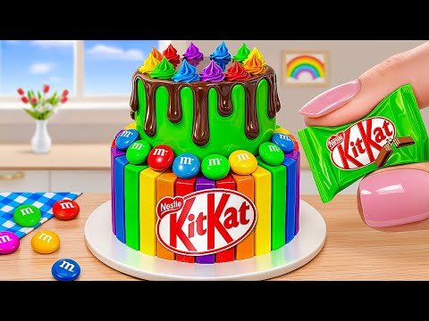 Mini Green KitKat Cake Recipe With Chocolate | Colorful Rainbow Cake Decorating Ideas