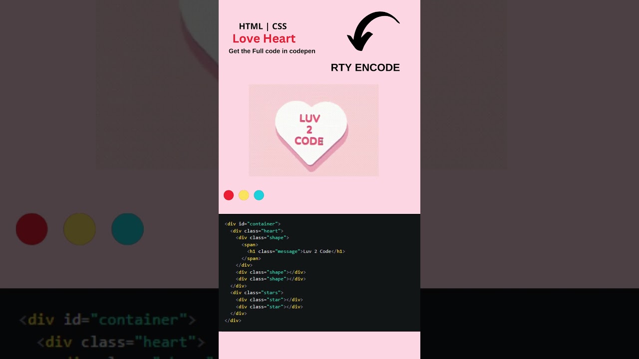 Wow  Heart Shape Animation using Pure html CSS || Love U 😘 #shorts