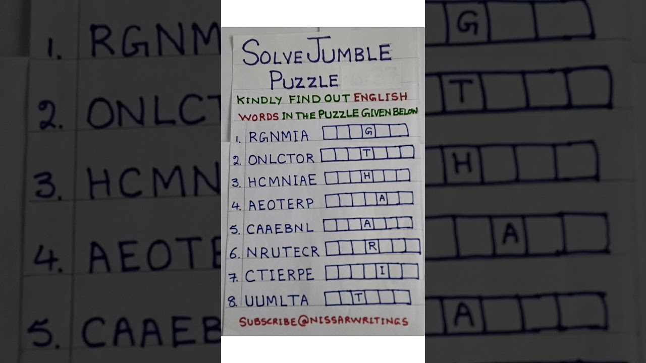 SOLVE JUMBLE PUZZLE IN ENGLISH (FIND OUT ENGLISH WORDS IN PUZZLE) #shortsviral @Nissarwritings