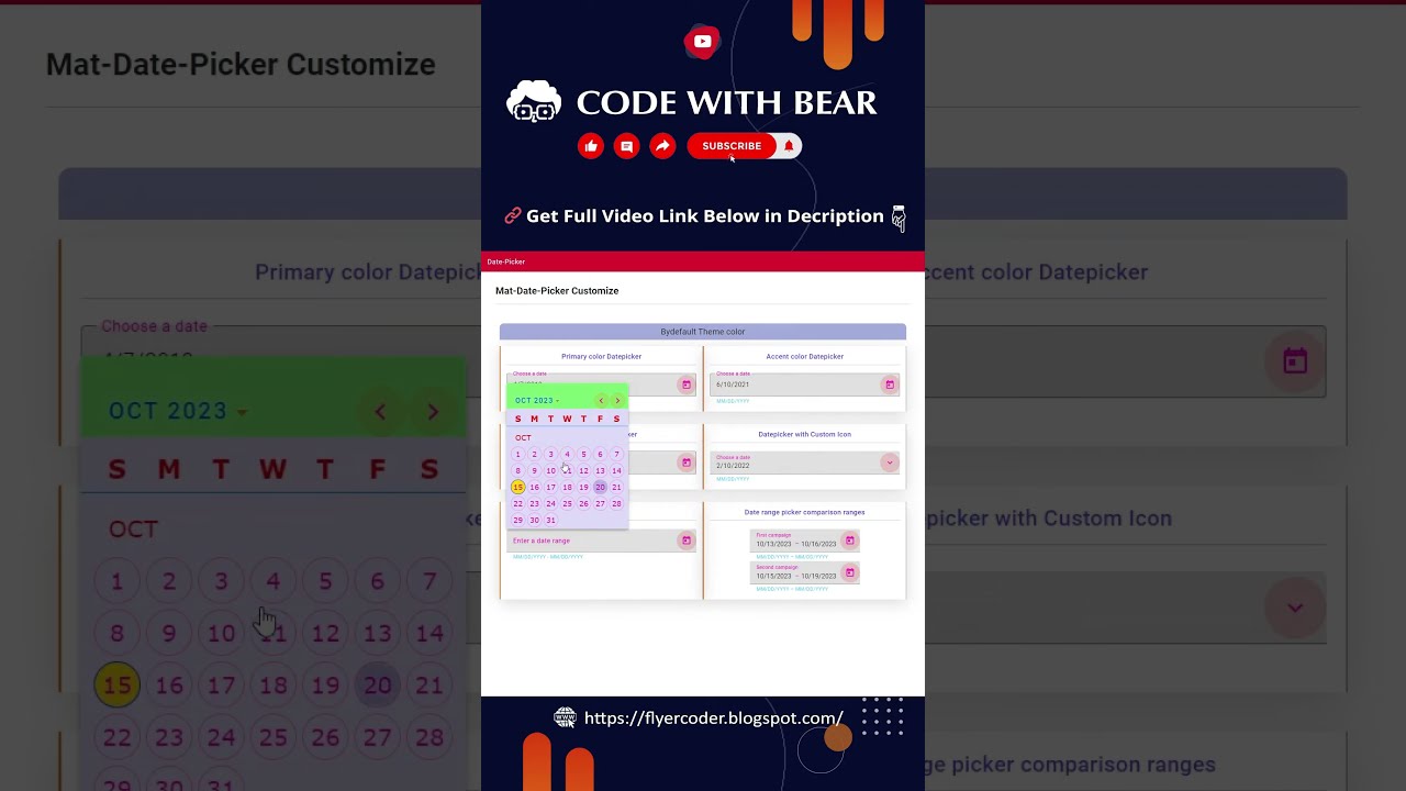 Mat-Date-Picker Customize | Angular 15 #shorts #short #shortvideo #youtubeshorts #youtube