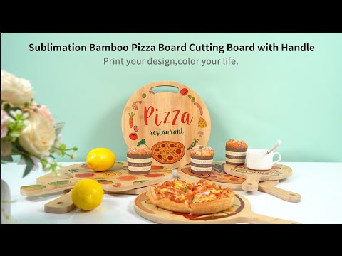 Sublimation &Laser Engraving:Bamboo Pizza Cutting Board with handle-Add your own design