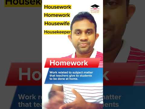 Housework, Homework, Housewife & Housekeeper. #englishlearning #englishvocab #speakenglish 😀🤔👍👈🙎♀️
