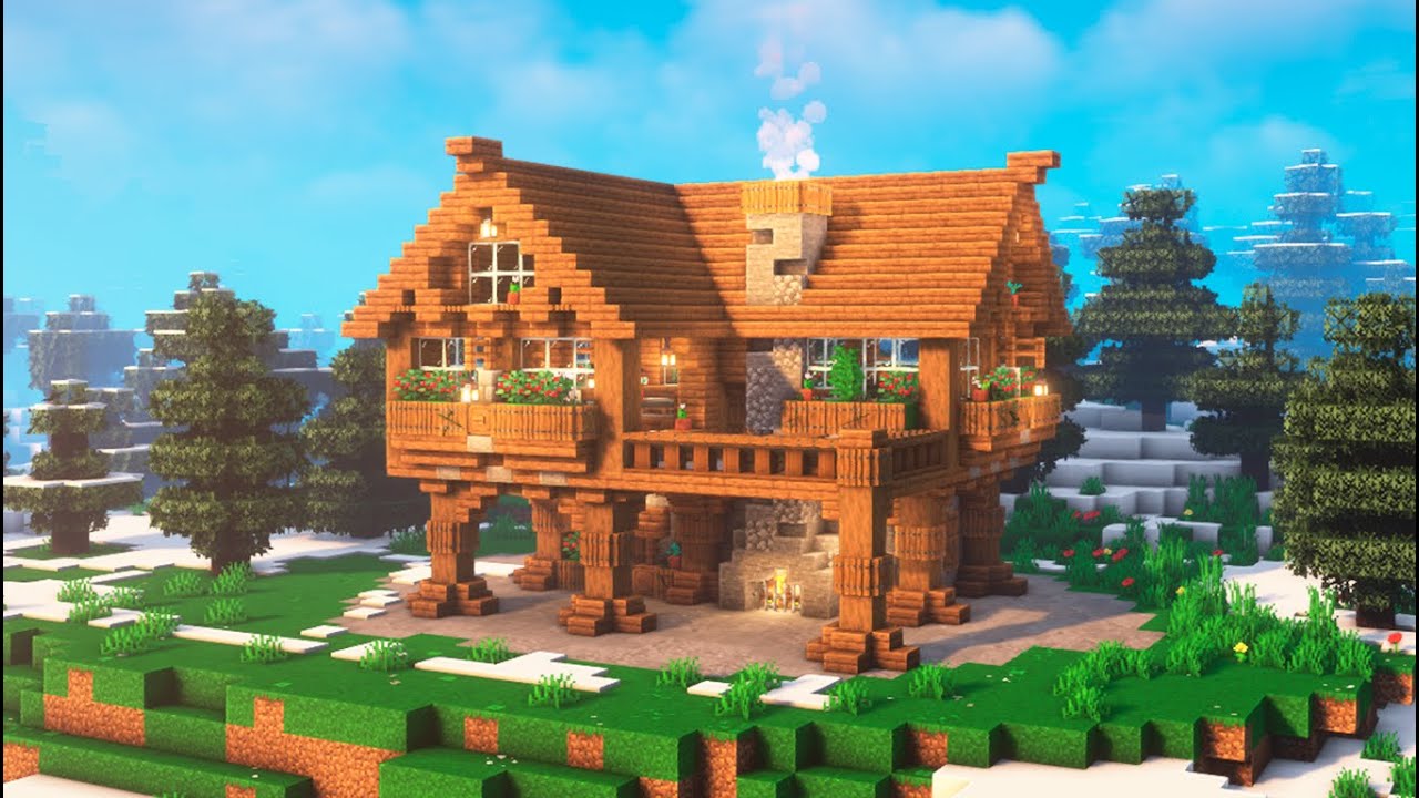 Minecraft: How To Build a Winter Log Cabin | Tutorial - Minecraft Builders