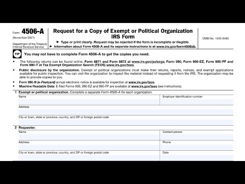 IRS Form 4506-A walkthrough (Request for a Copy of Exempt or Political Organization IRS Form)