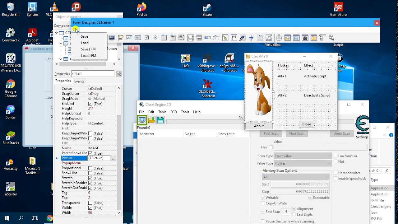 Create Cheat Engine Trainer Containing Lua Scripts