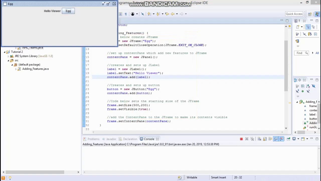 Java Swing Tutorial: Adding to A Jframe