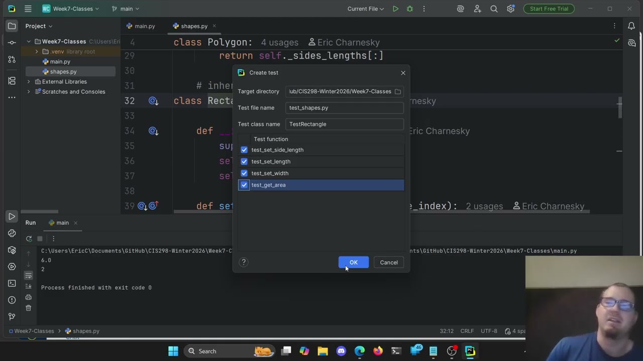 CIS 298 - Python Programming - Winter 2026 - Unit Testing & SQLite