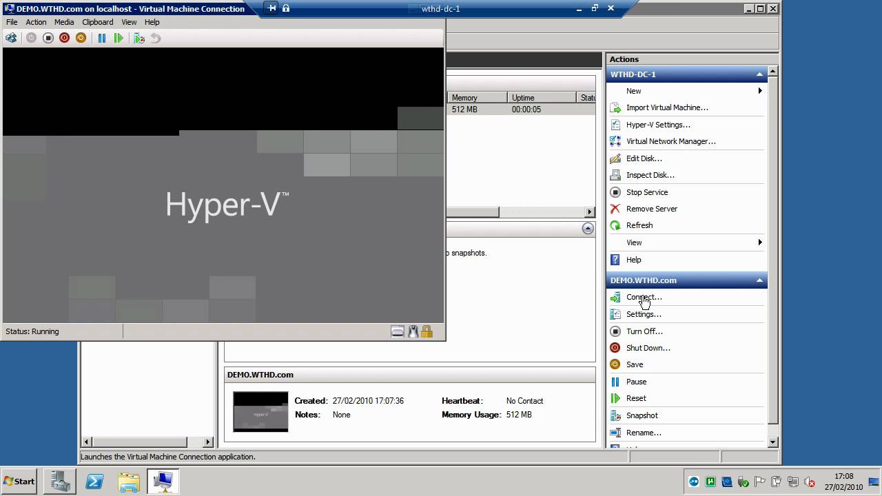Using Hyper V - Windows Server 2008 R2