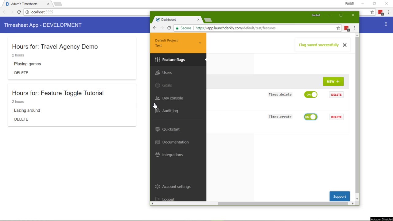 Feature toggles on an Angular UI