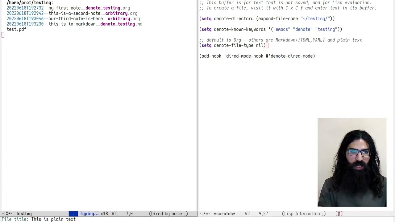 Emacs: introduction to Denote (simple note-taking)