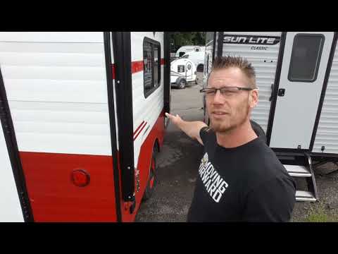 2023 Riverside Retro 135 lightweight rear entrance camper walkthrough with Dustin from Hartleys RV