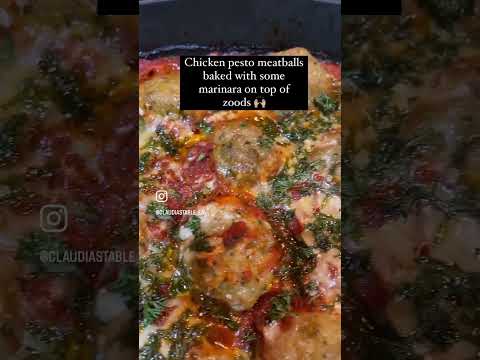 Baked Chicken Pesto meatballs for a cold day.