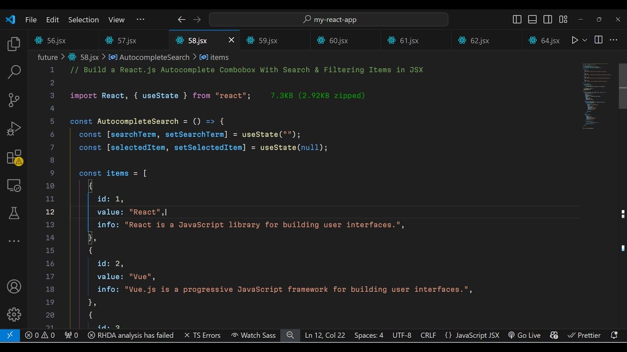 Build a React.js Autocomplete Combobox Form Input Field With Search & Filtering Items in JSX