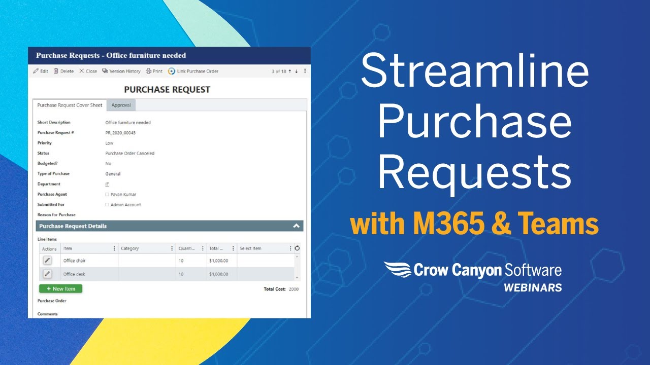 Purchase Order System: Streamline Purchase Requests with M365 & Teams