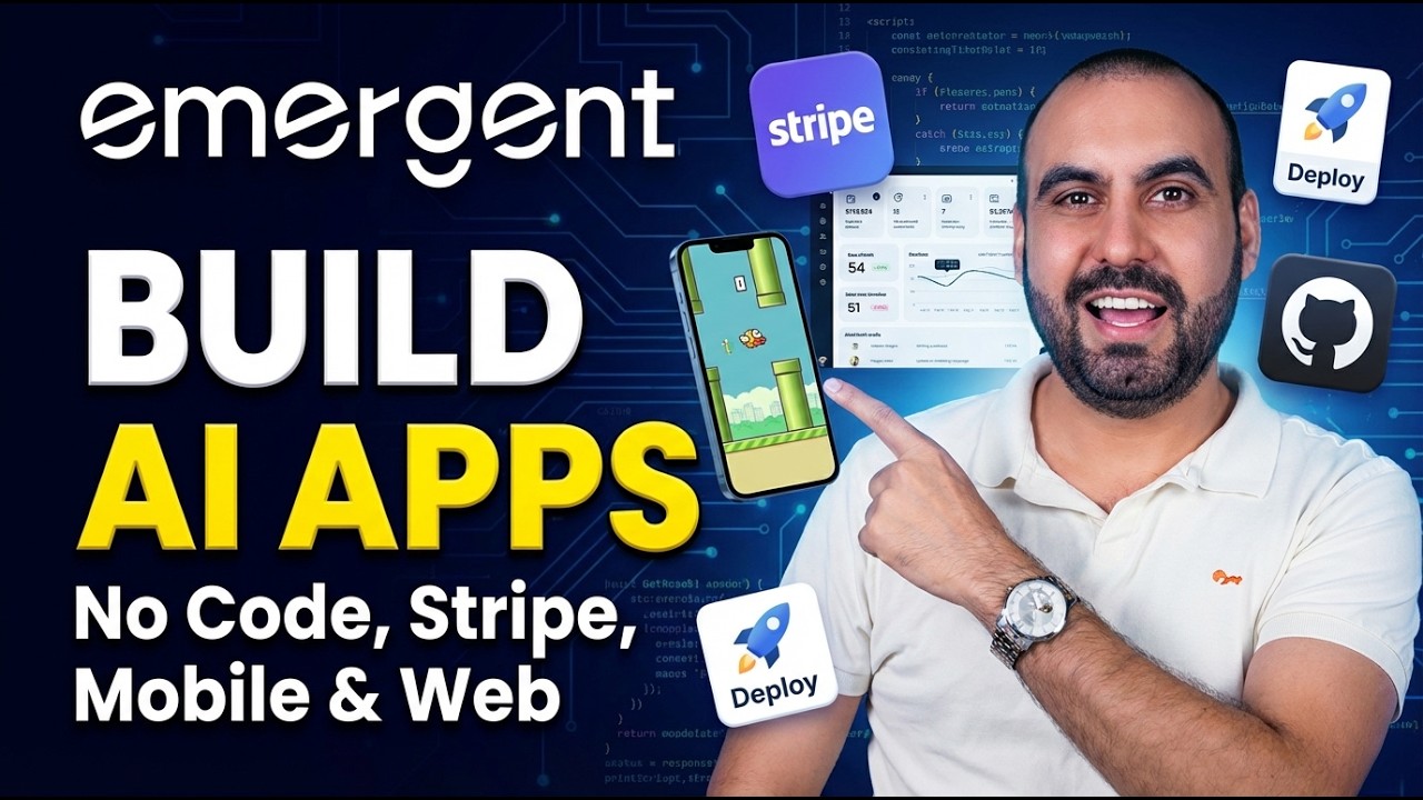 Build Full‑Stack & Mobile Apps with AI (No Code): Emergent Tutorial + Admin, Stripe, Deploy