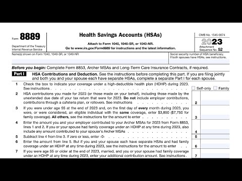 IRS Form 8889 walkthrough (Health Savings Accounts)