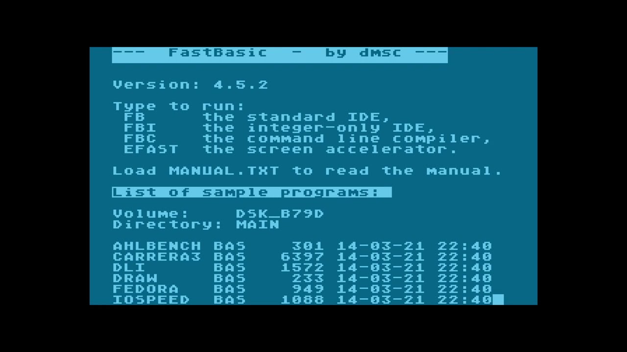 FastBasic integrated editor