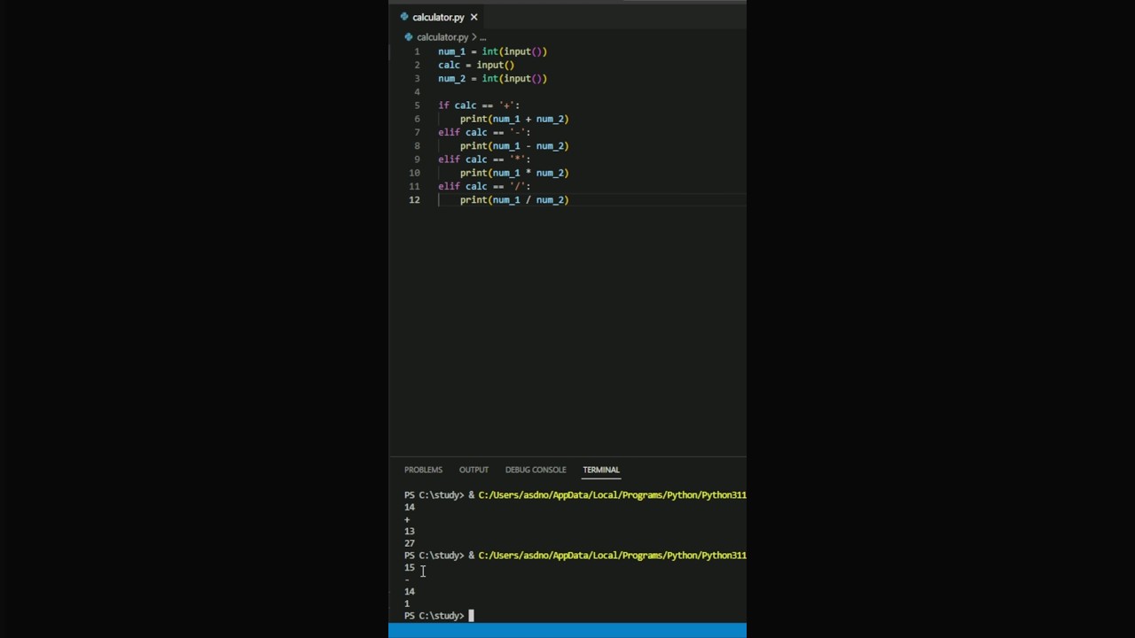 How to create easy calculator in Python for 1 minute #python #calculator