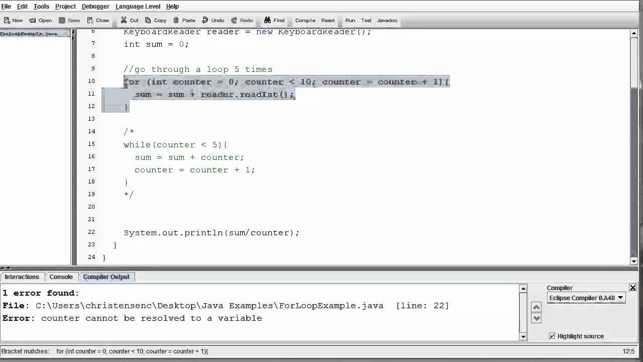 Java - For Loop Counter Scope