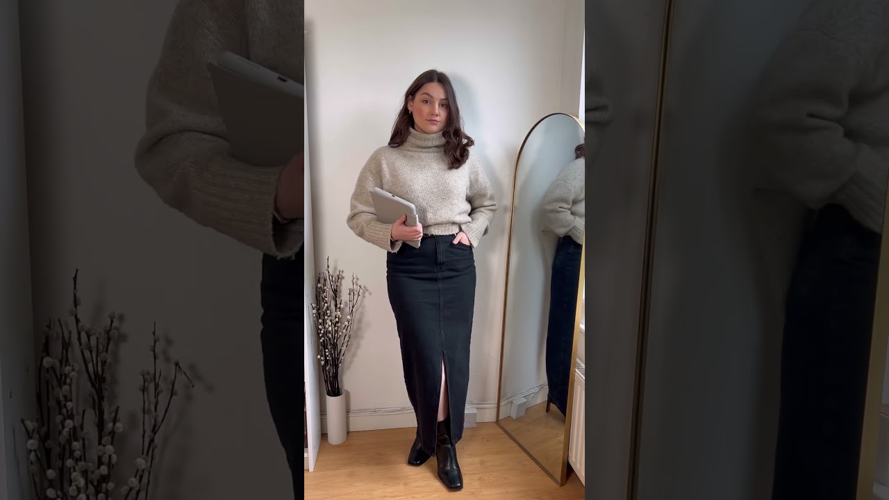 How to wear the denim Maxi skirt to work! 5 ways 🥰 #fashion #outfitideas #styling #maxiskirt #asos