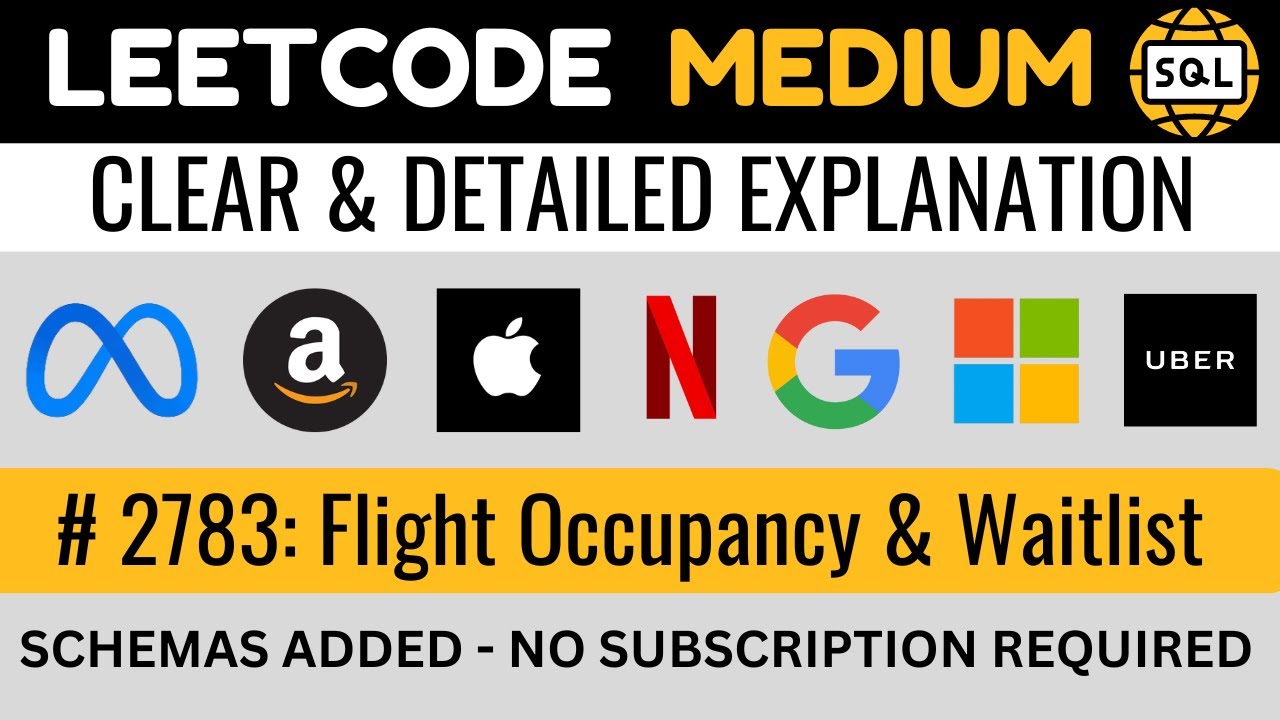 Leetcode MEDIUM 2783 - Flight Occupancy & Waitlist - Rolling Count in SQL | Everyday Data Science