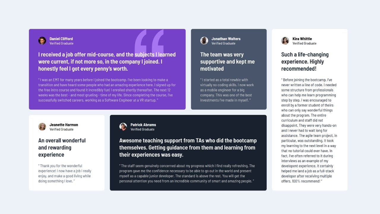 Testimonials Grid Section | Frontend Mentor Challenge (HTML & CSS)