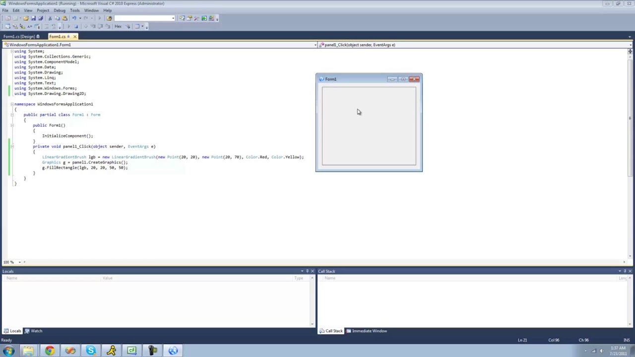 C# Beginners Tutorial   124   LinearGradientBrush computer tips and triks pro